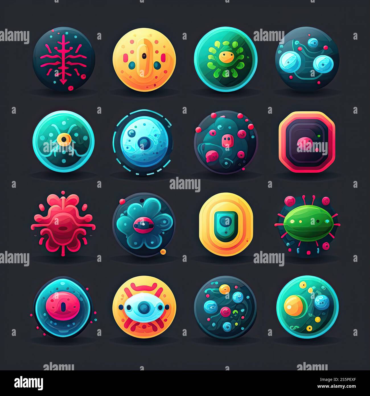 health virus bacteria ai generated. pathogen germ, icon organism ...