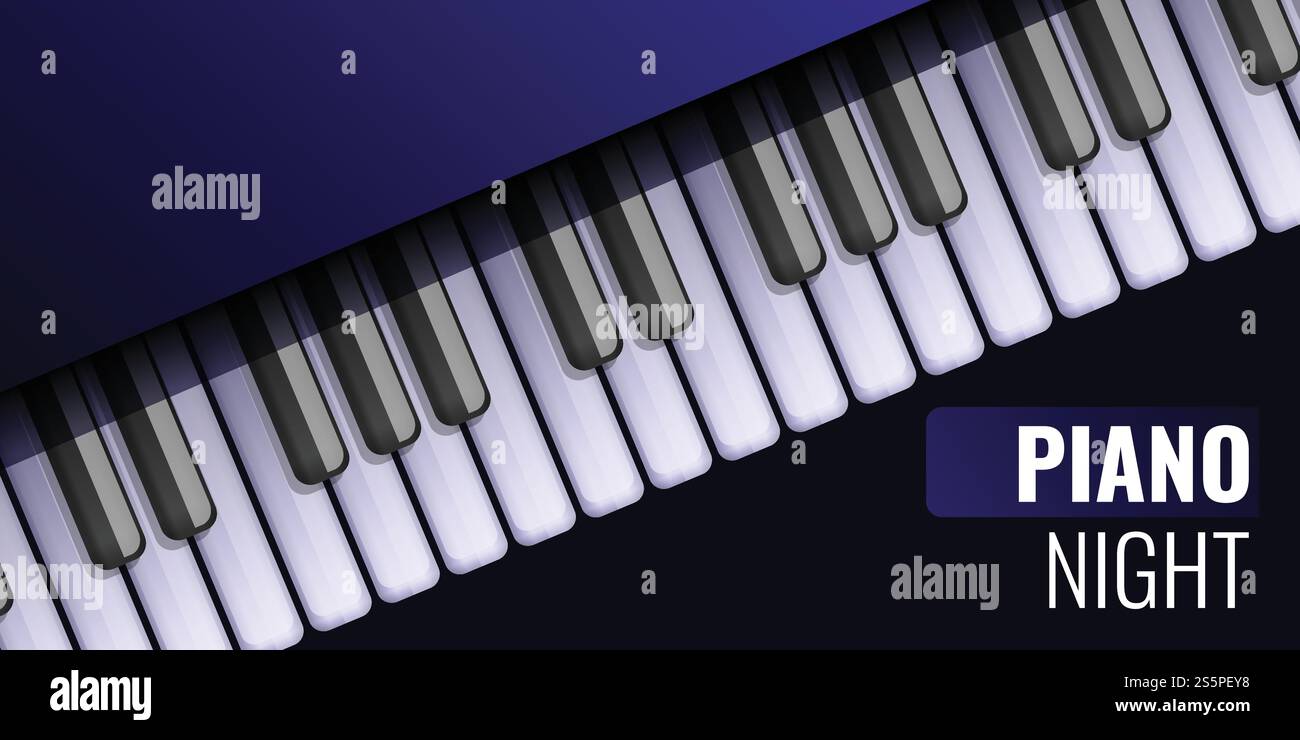 Piano night concept banner. Cartoon illustration of piano night vector ...