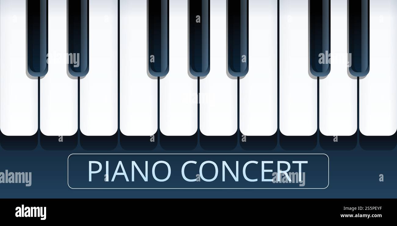 Piano concert concept banner. Cartoon illustration of piano concert ...