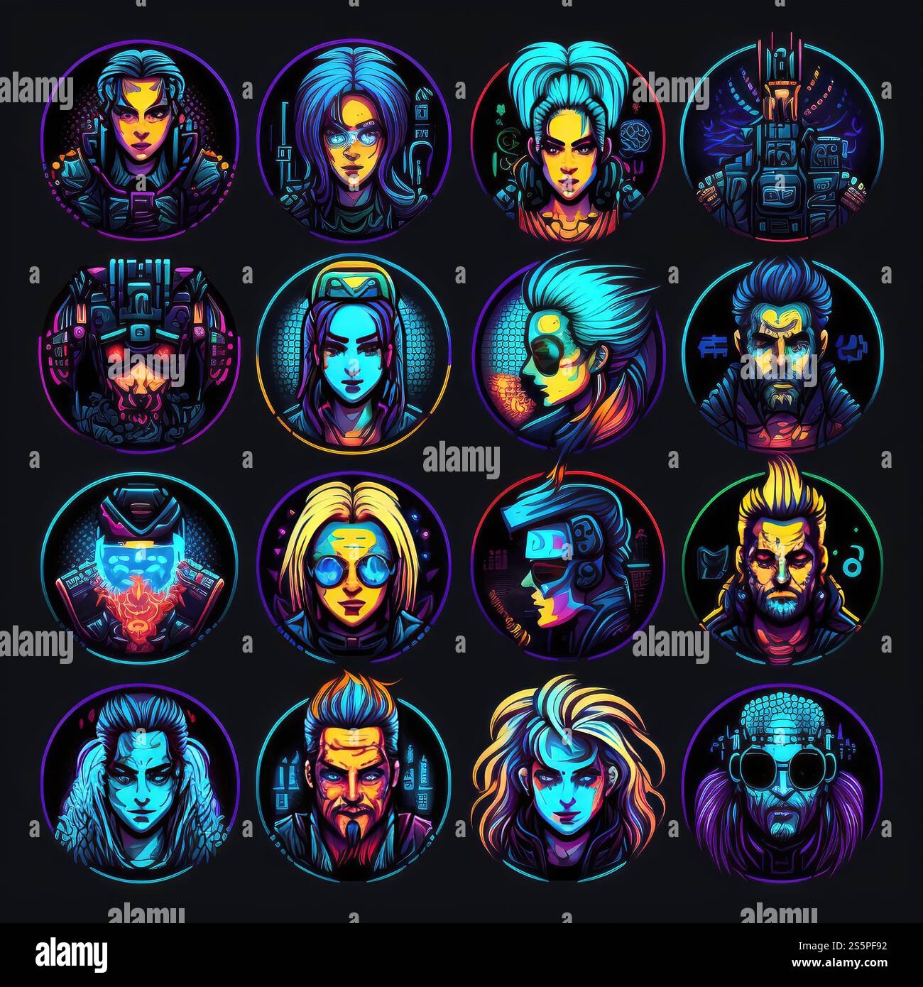 digital cyberpunk character avatar ai generated. futuristic background ...