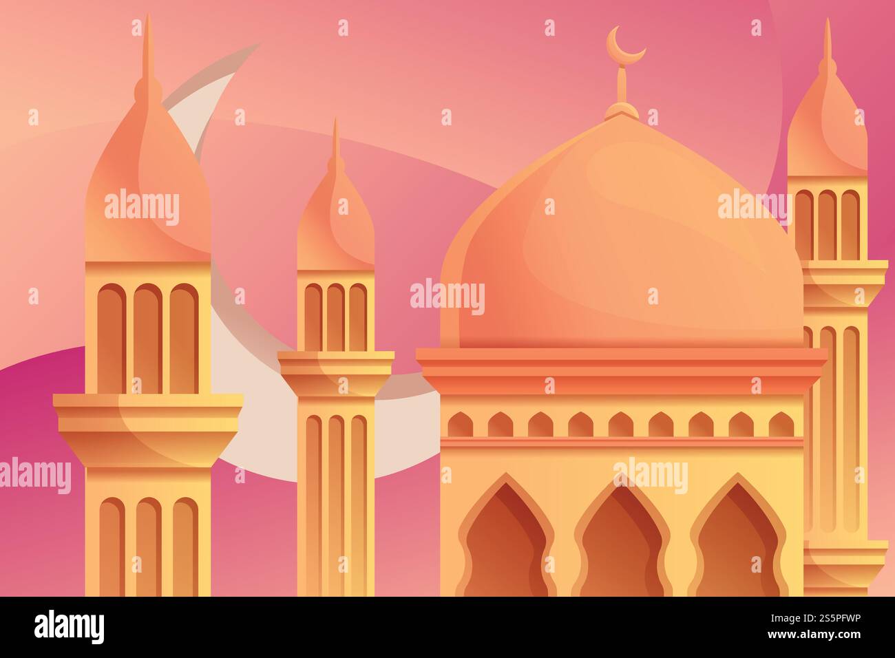 Mosque concept background. Cartoon illustration of mosque vector ...