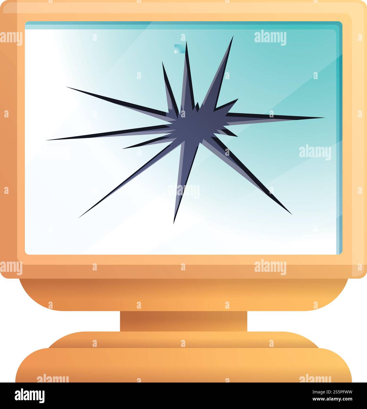 Broken computer monitor icon. Cartoon of broken computer monitor vector ...