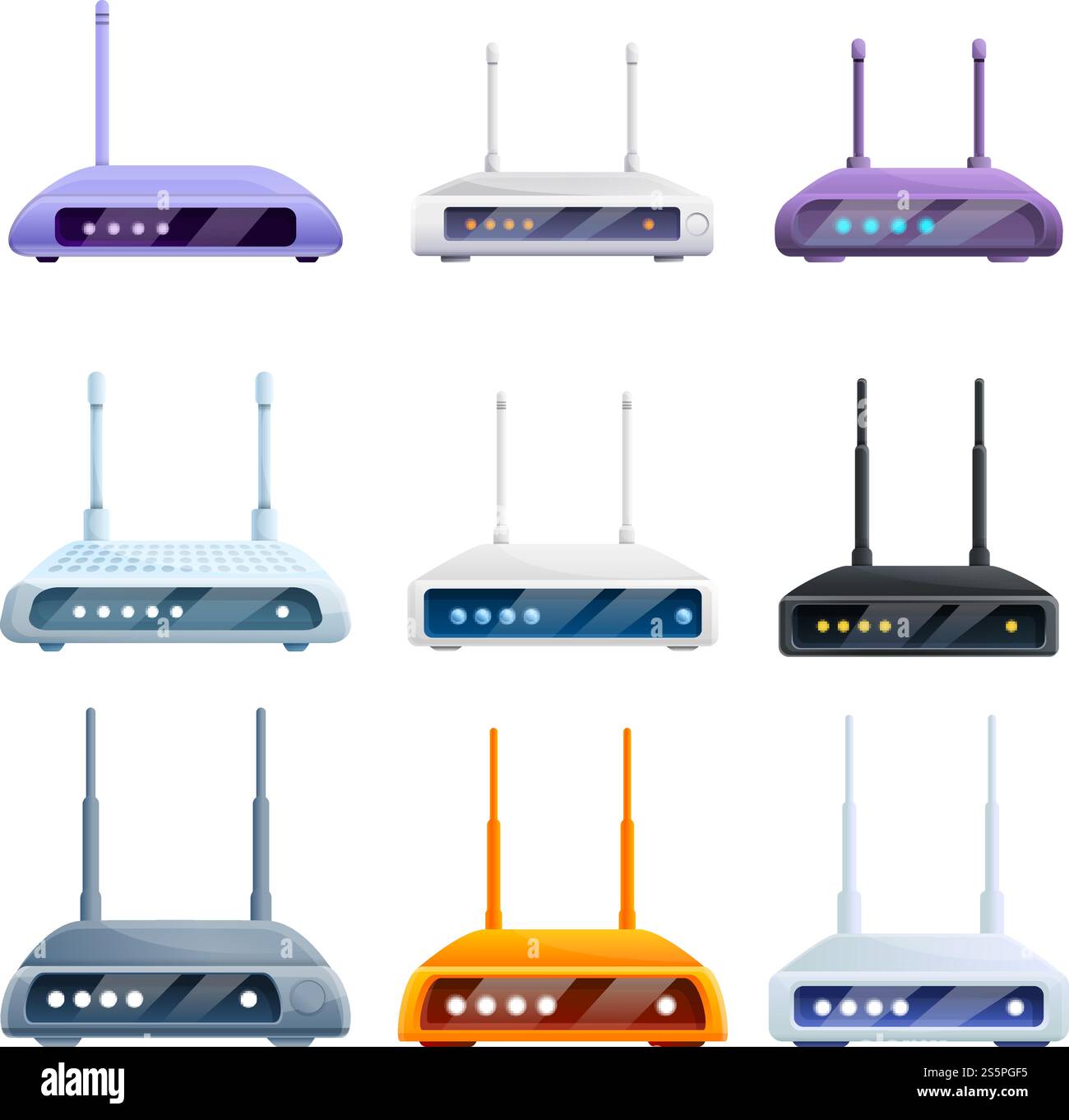 Router Wireless Icons Set Cartoon Set Of Router Wireless Vector Icons For Web Design Router