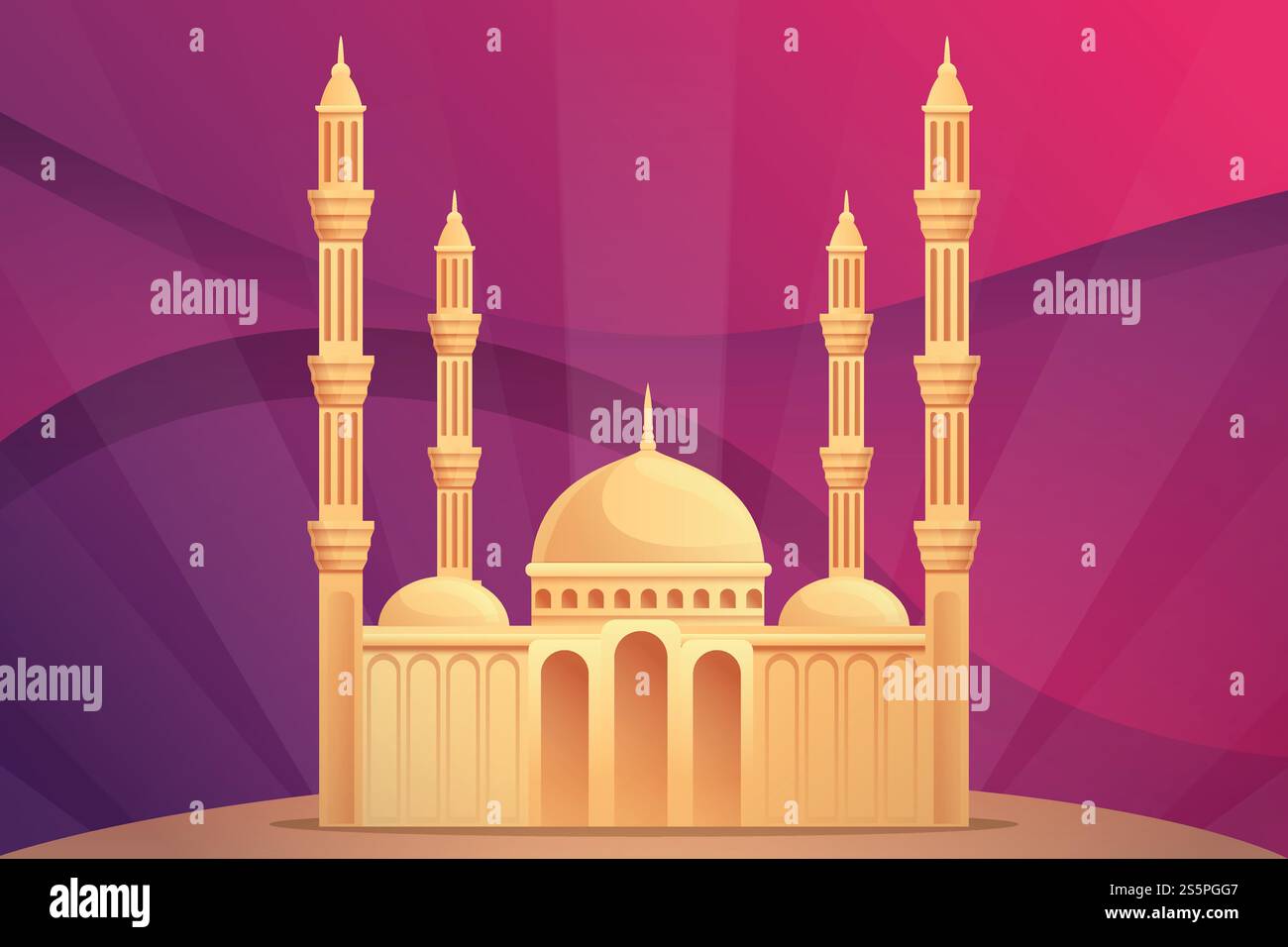 Islamic mosque concept background. Cartoon illustration of islamic ...