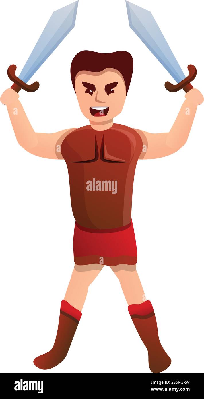 Two sword gladiator icon. Cartoon of two sword gladiator vector icon ...