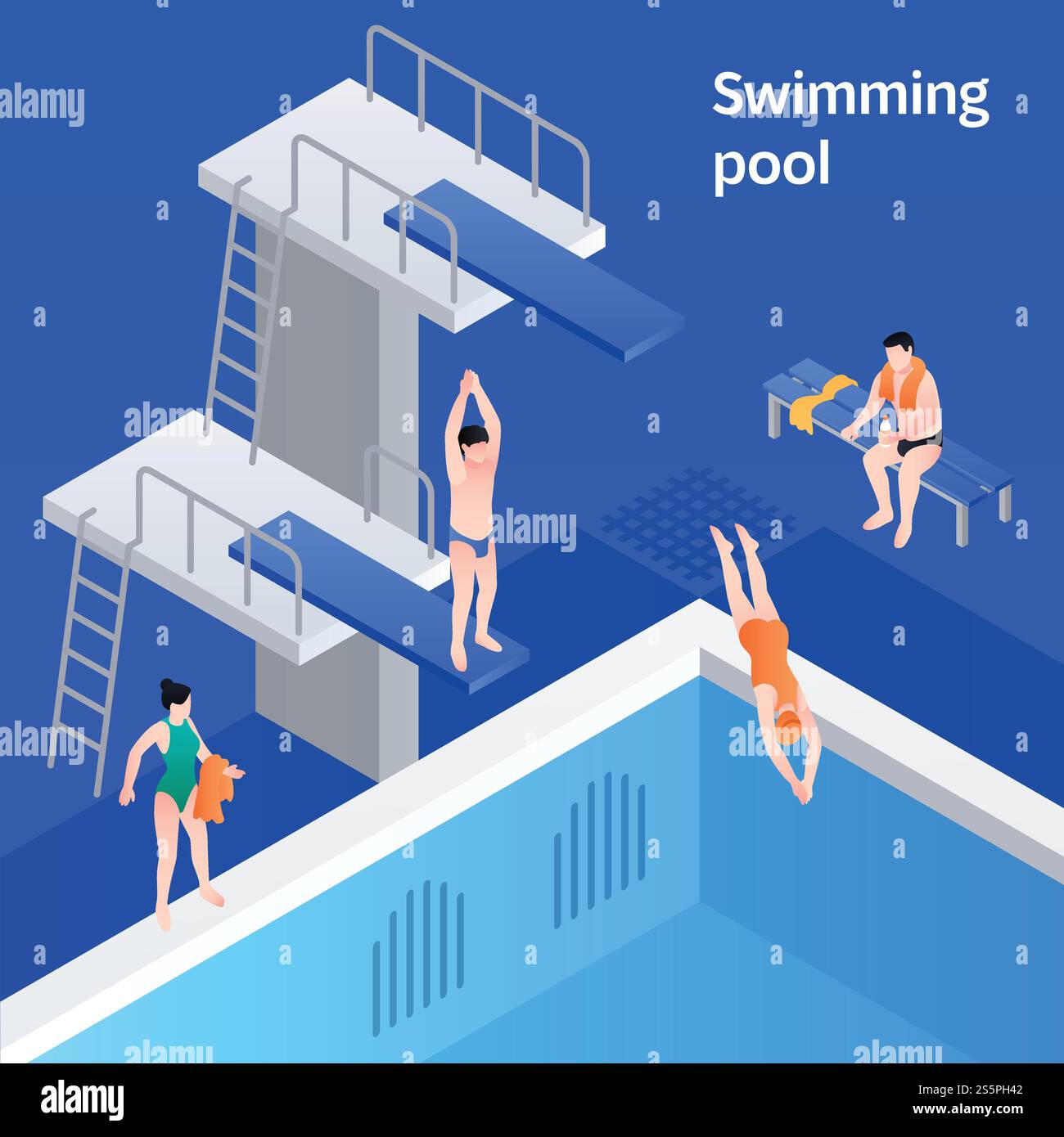 Swimming pool concept banner. Isometric illustration of swimming pool vector concept banner for ...