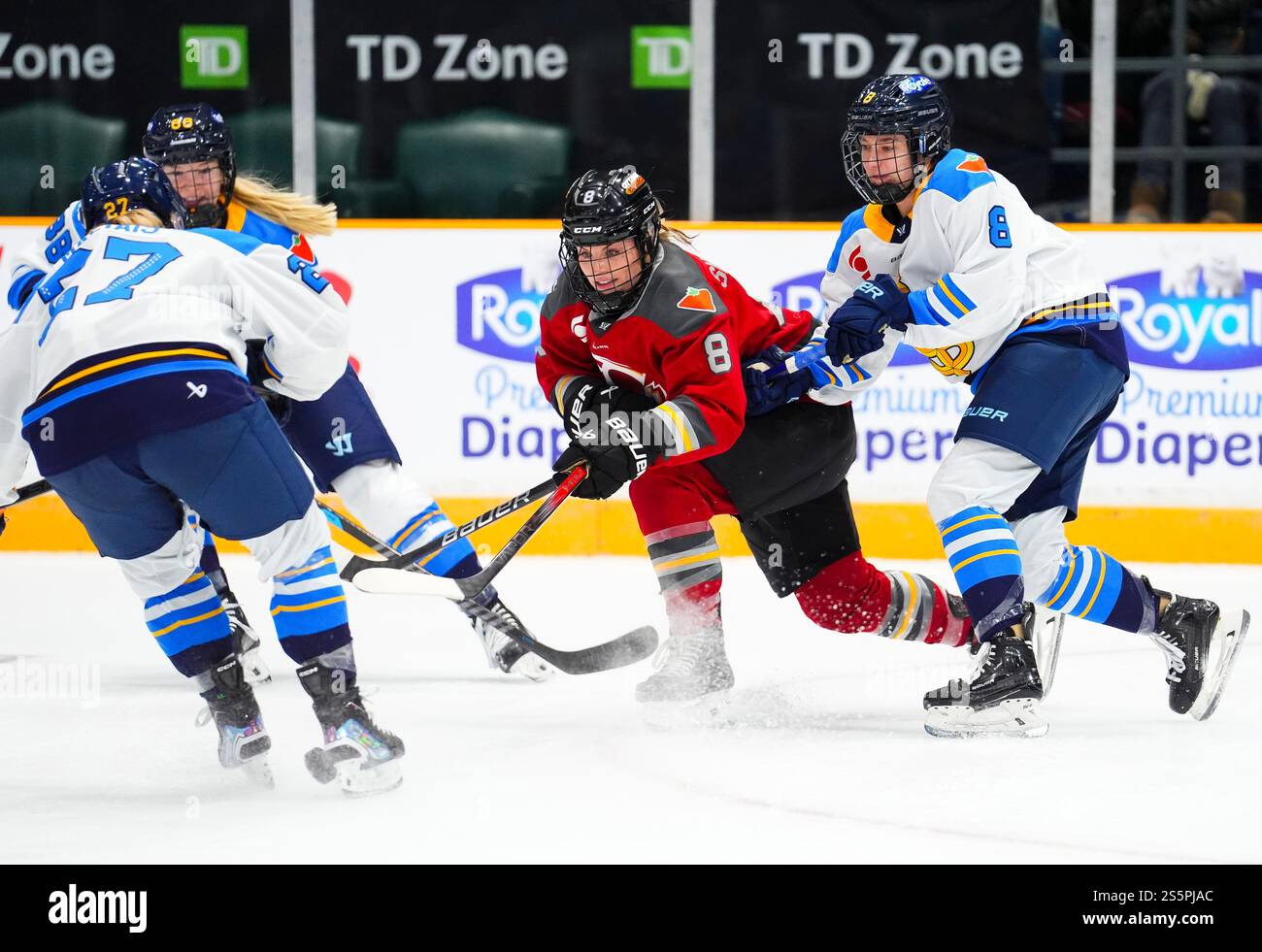 Ottawa Charge's Natalie Snodgrass (8) moves the puck as Toronto ...