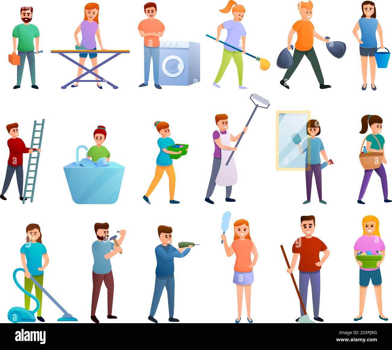 Housekeeping icons set. Cartoon set of housekeeping vector icons for ...