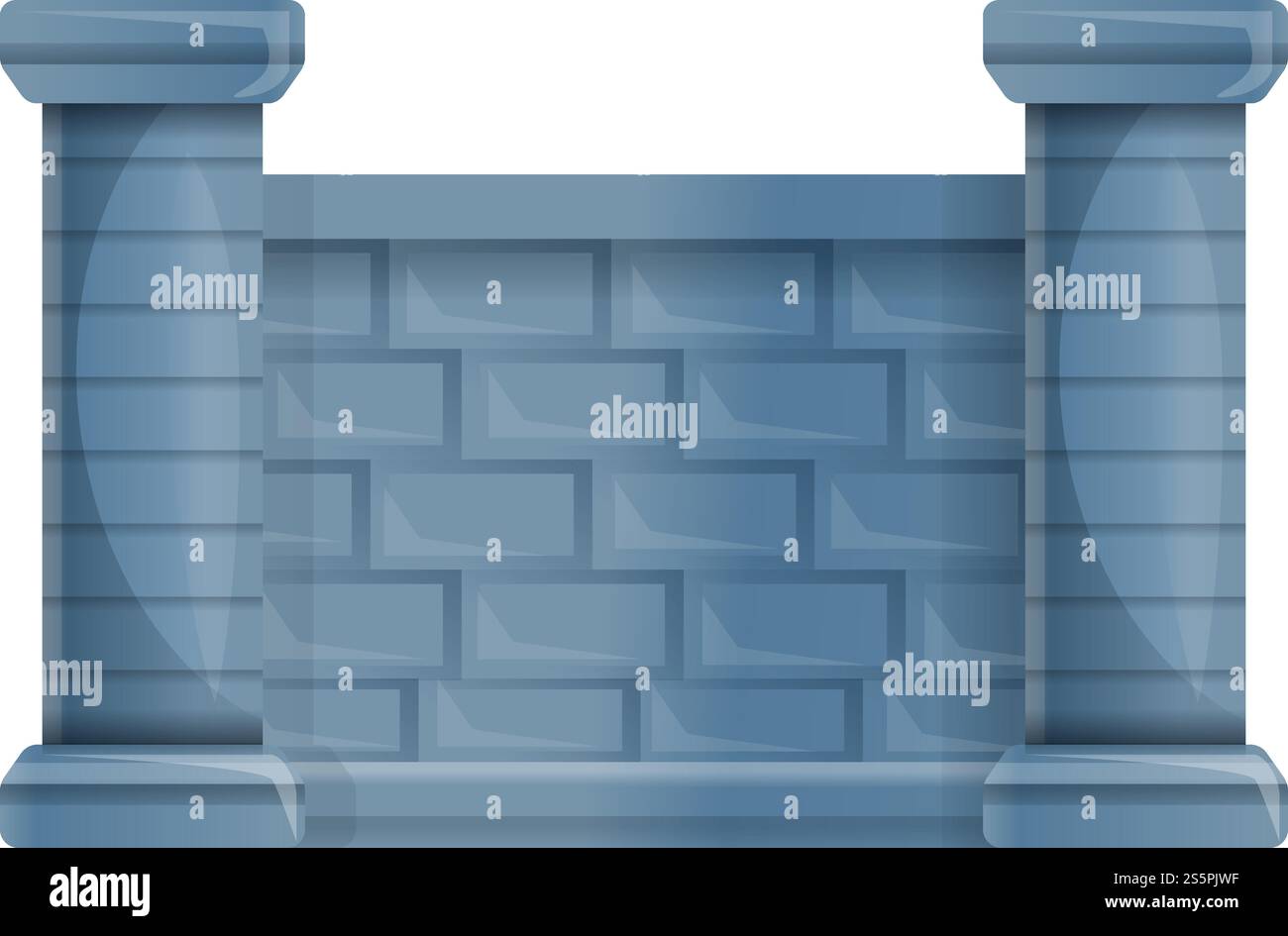 Grey stone fence icon. Cartoon of grey stone fence vector icon for web ...