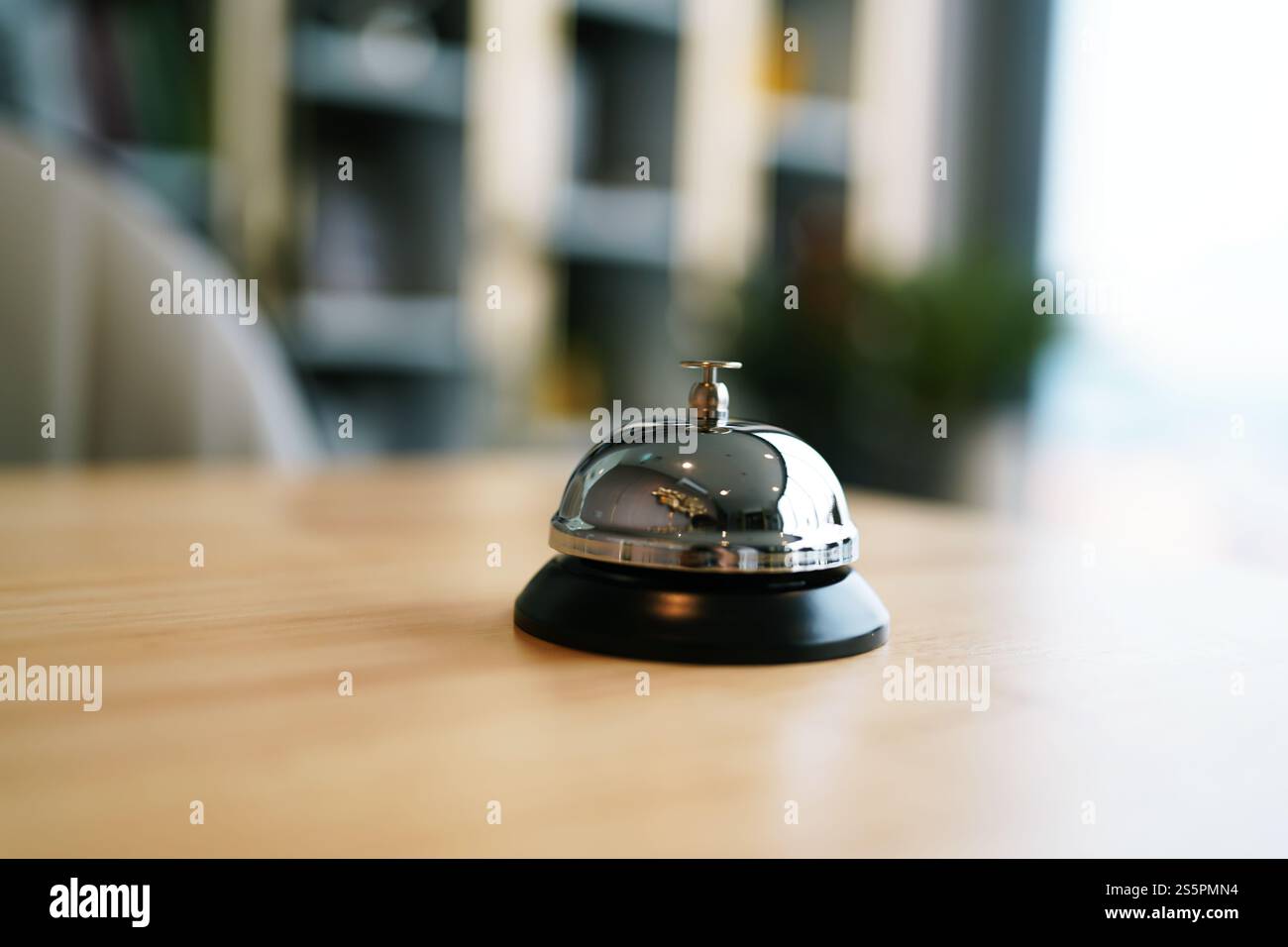 Hotel reception counter desk with service bell. front desk bell for ...