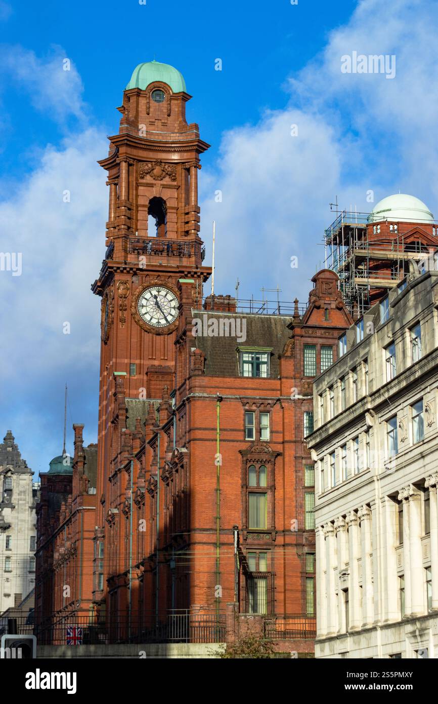 The intricate architecture of a historic clock tower in Manchester, UK ...