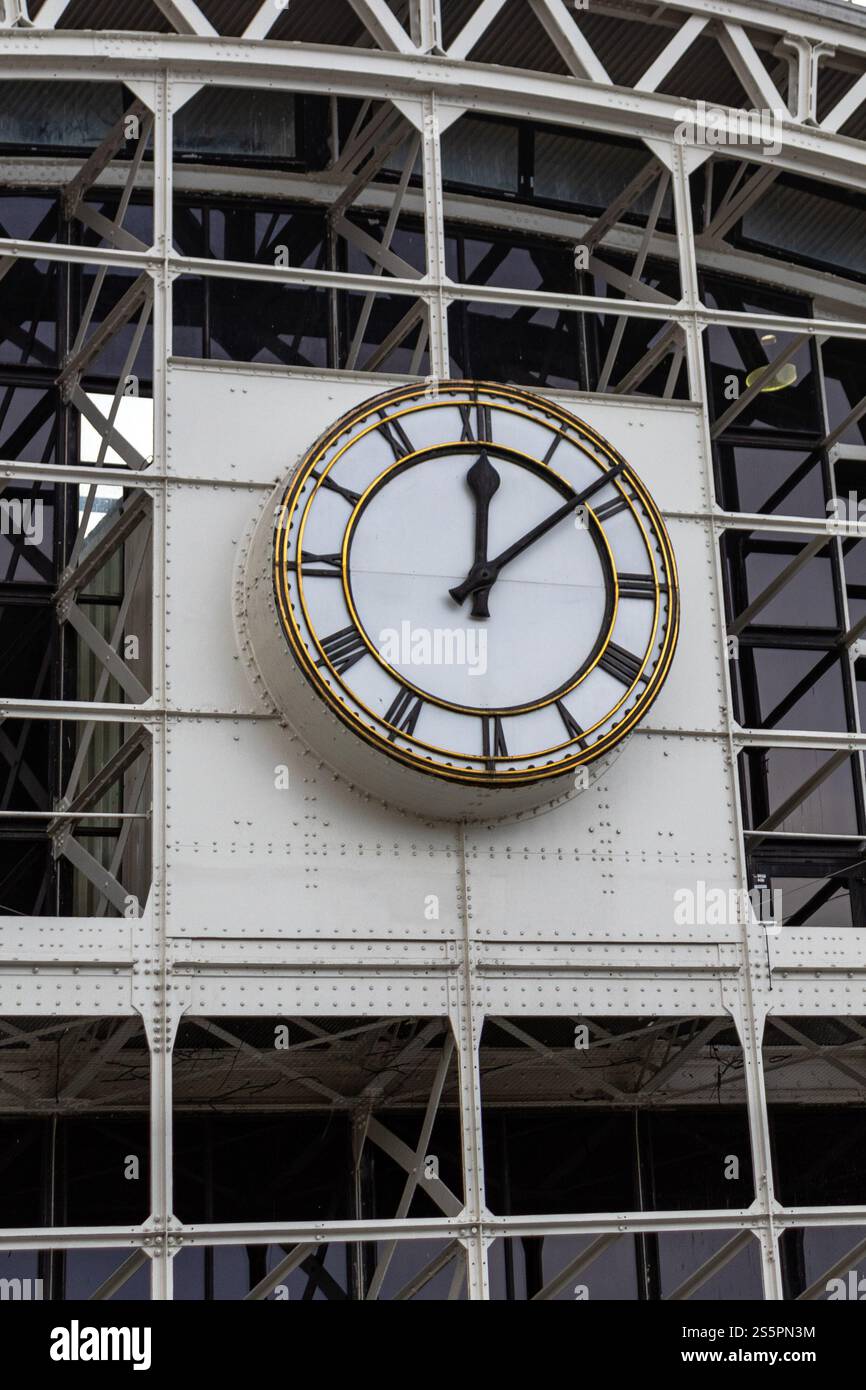 A close-up of the iconic clock at Manchester Central Convention Complex ...