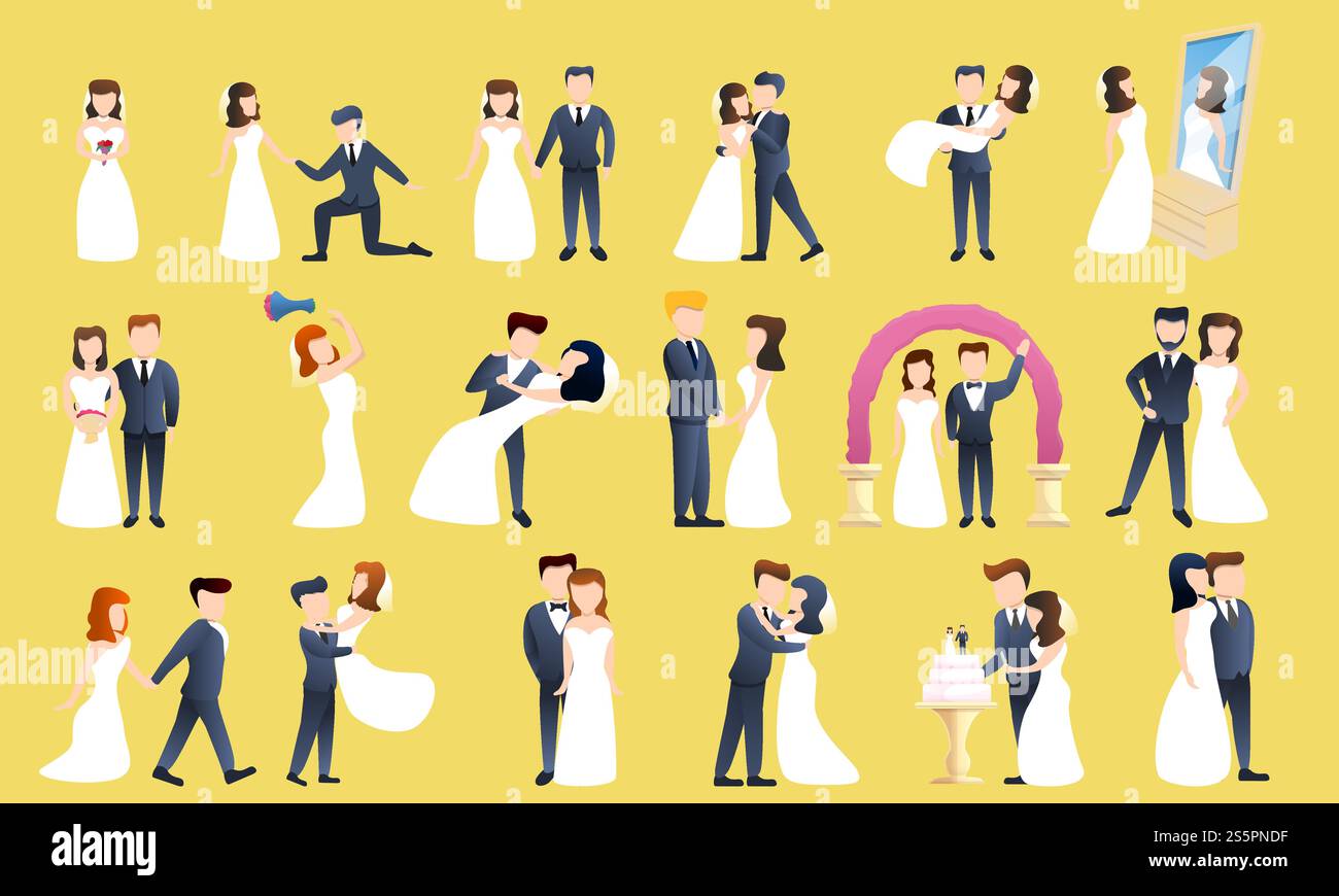 Bride icons set. Cartoon set of bride vector icons for web design ... Bride icons set. Cartoon set of bride vector icons for web design ...