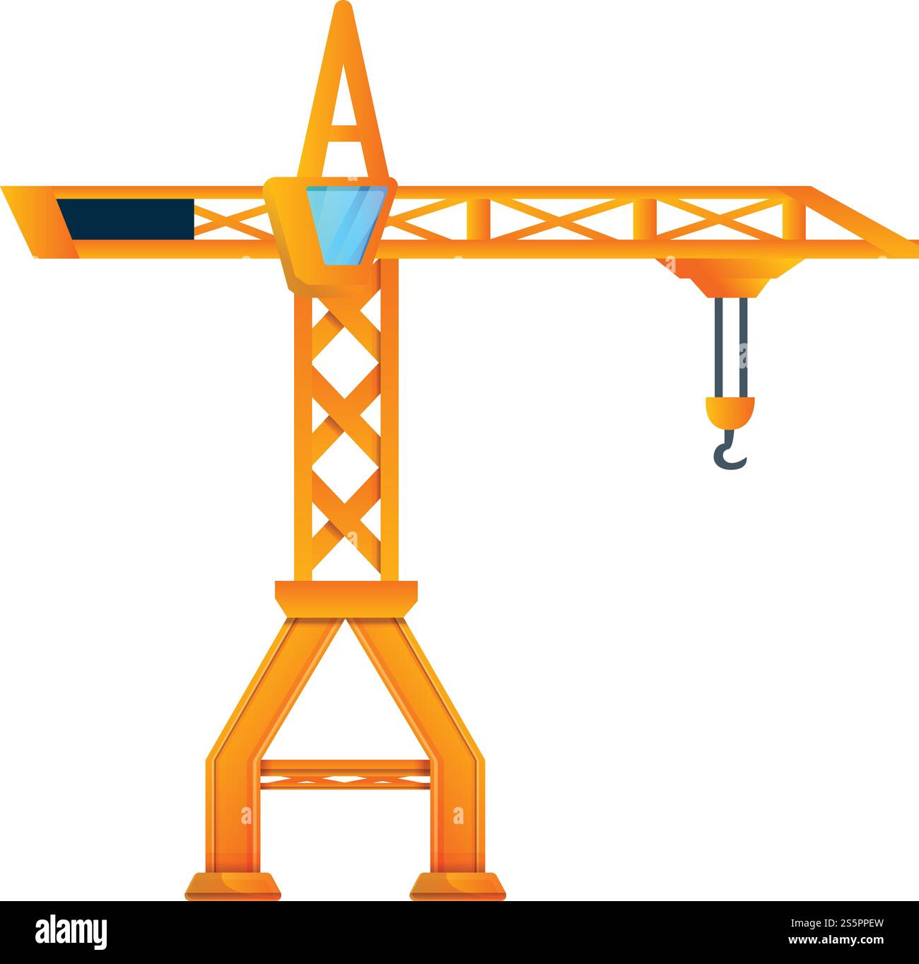 Yellow construction crane icon. Cartoon of yellow construction crane ...