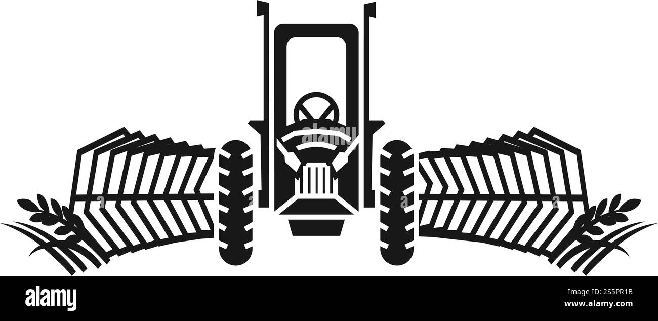 Tractor working harvester icon. Simple illustration of tractor working ...