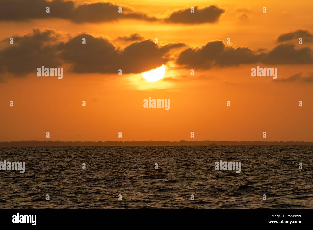 A mesmerizing view of the sun setting on the horizon, casting golden ...