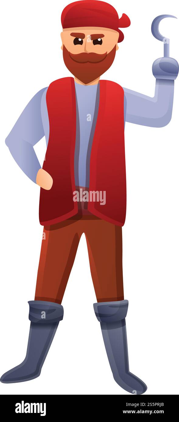 Pirate with hook hand icon. Cartoon of pirate with hook hand vector ...