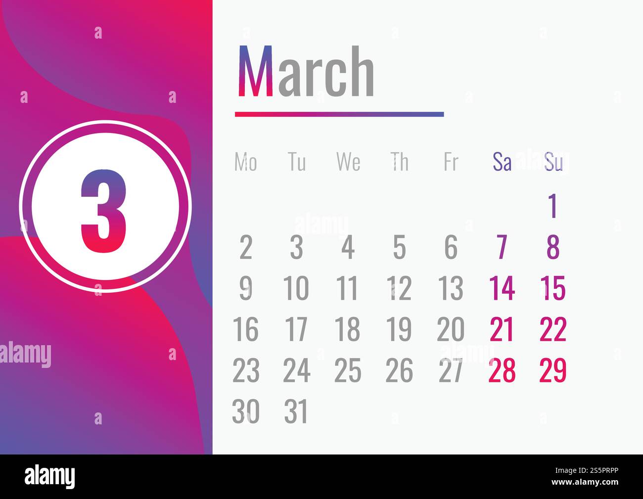 March month calendar 2020 concept banner. Cartoon illustration of March ...
