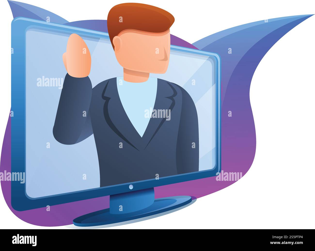 Man in monitor icon. Cartoon of man in monitor vector icon for web ...
