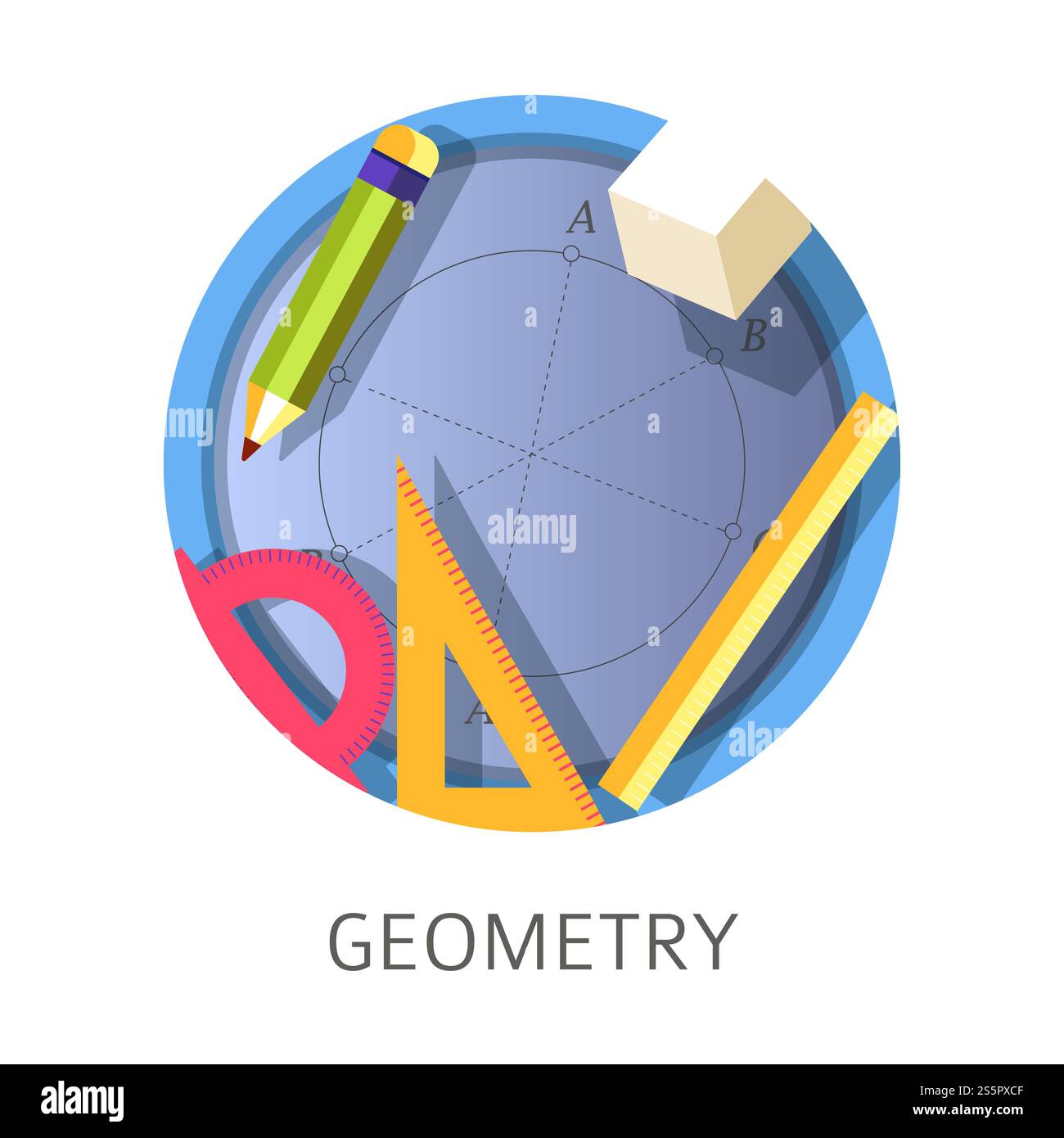 Geometry subject, scientific school and university discipline logo in ...