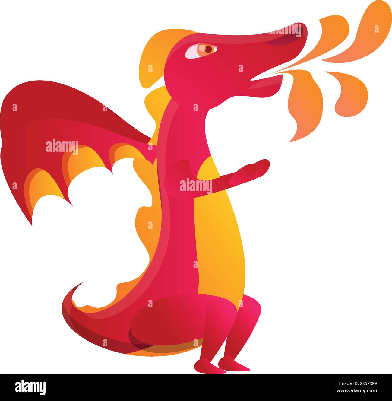 Red flame dragon icon. Cartoon of red flame dragon vector icon for web ...