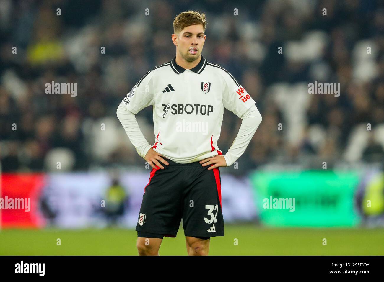 London, UK. 14th Jan, 2025. Emile Smith Rowe of Fulham reacts during ...