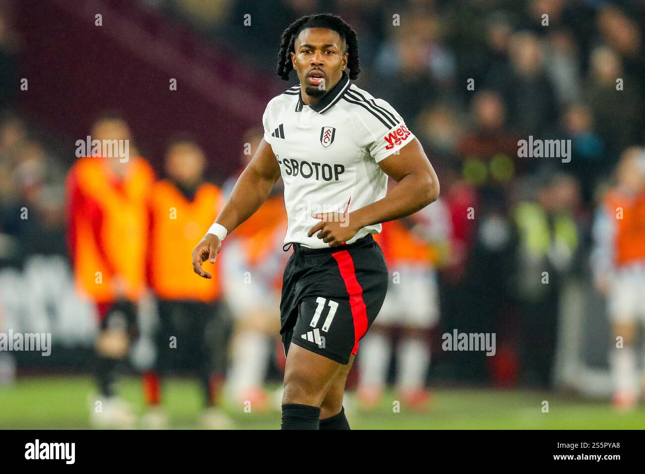 Adama Traore of Fulham looks on during the Premier League match West ...