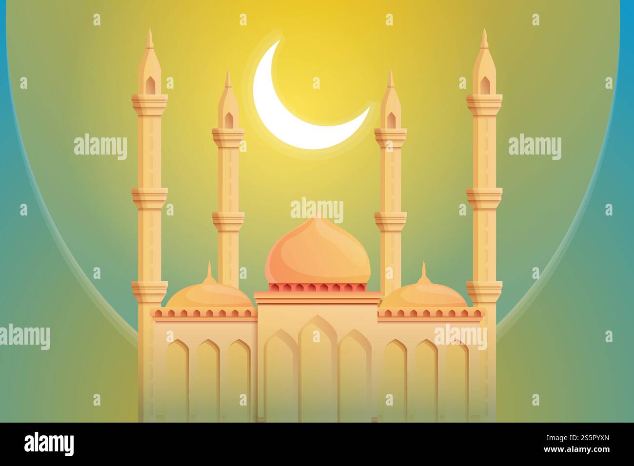 Moon mosque concept background. Cartoon illustration of moon mosque ...
