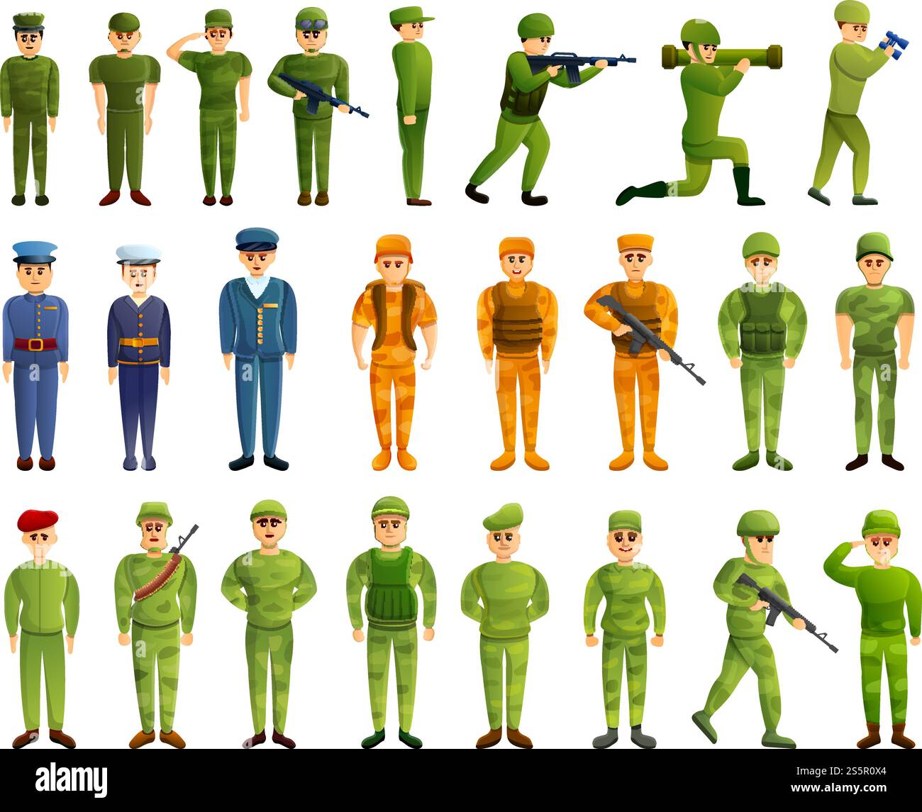 Soldier icons set. Cartoon set of soldier vector icons for web design ...
