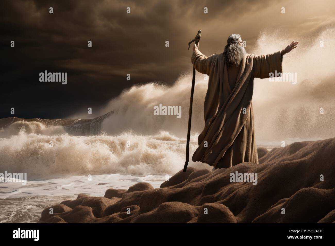 Moses arms up. Spiritual ancient biblical. Generate Ai Stock Photo - Alamy