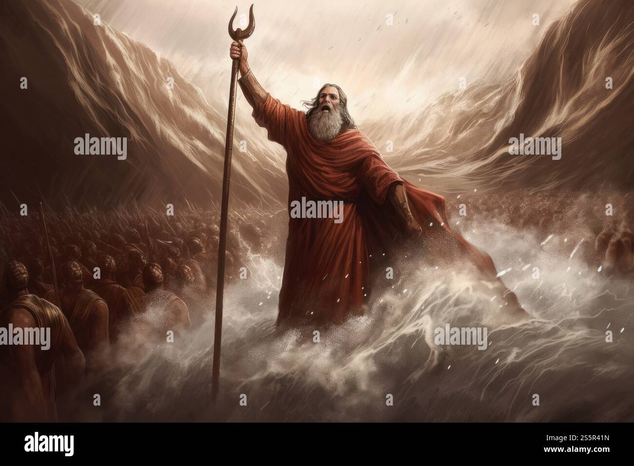 Moses arms up freedom. Prayer history. Generate Ai Stock Photo - Alamy
