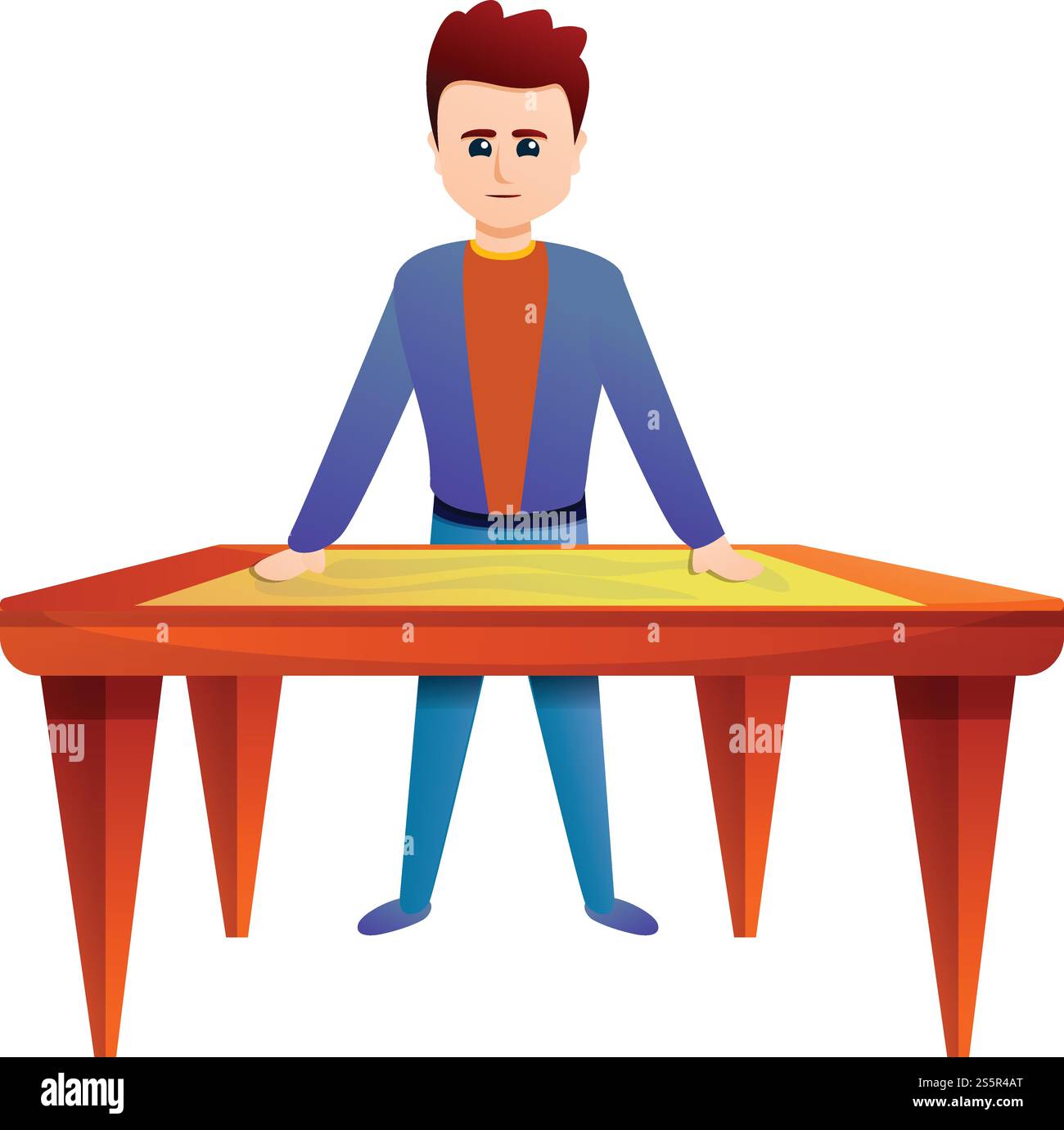 Boy at quest table icon. Cartoon of boy at quest table vector icon for ...
