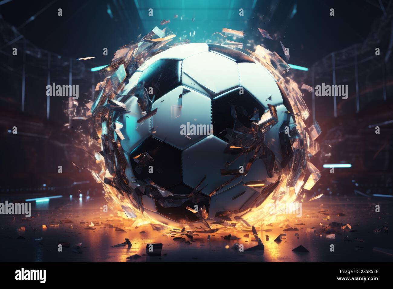 Futuristic soccer fire ball. Neon game design. Generate Ai Stock Photo ...