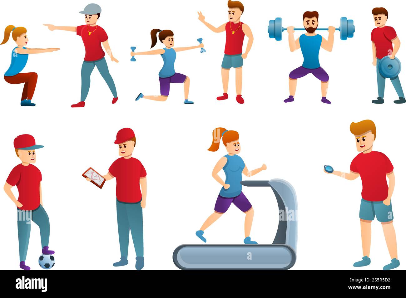 Coach icons set. Cartoon set of coach vector icons for web design. Coach icons set, cartoon ...