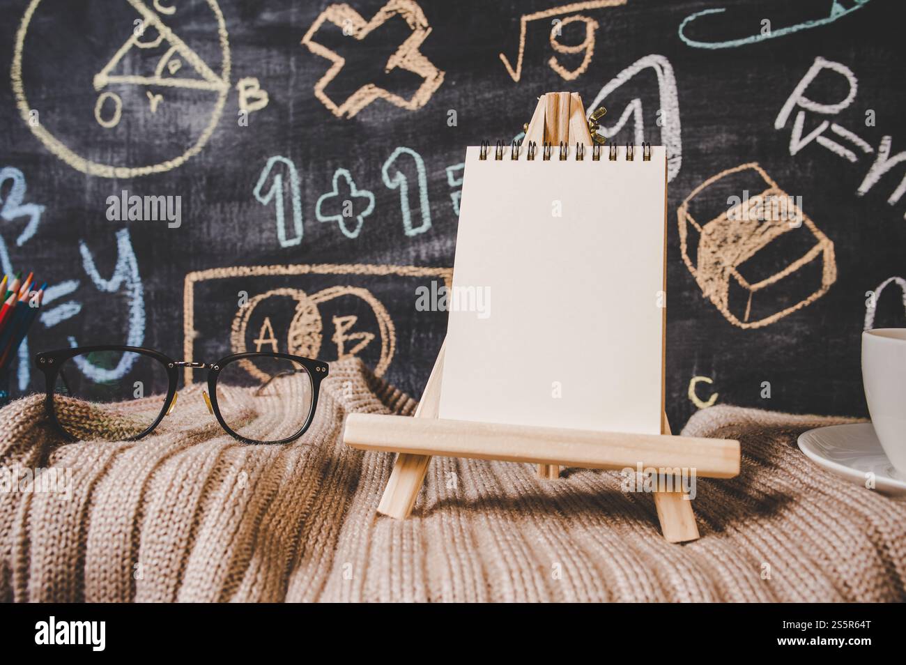 blank notebook in the classroom Stock Photo - Alamy