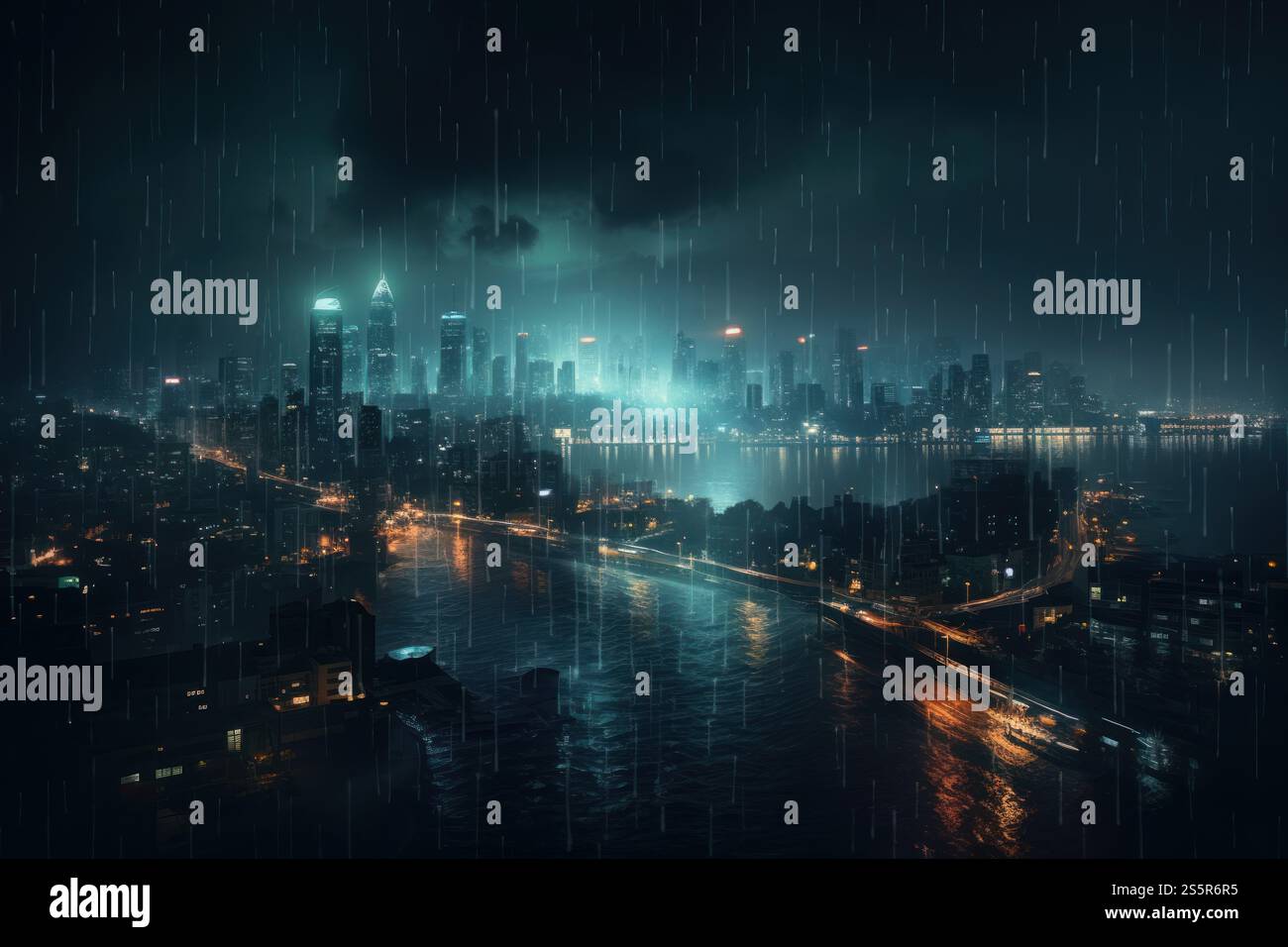 Urban night rain city. Storm weather. Generate Ai Stock Photo - Alamy