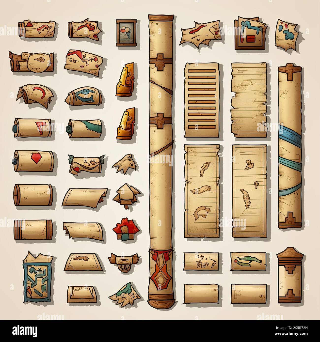 parchment papyrus scroll game ai generated. paper medieval, ancient ...