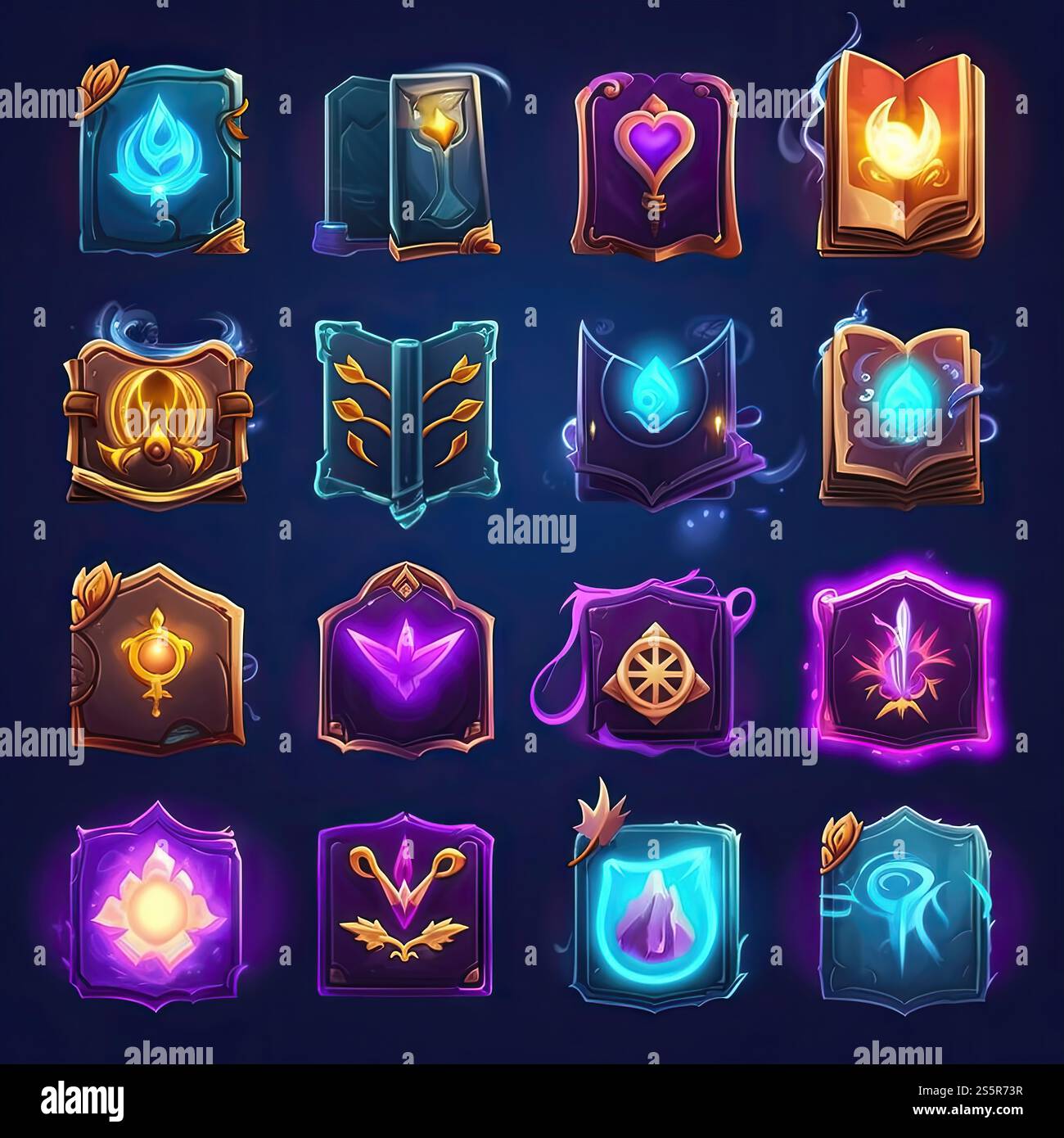 old magic book game ai generated. gui fantasy, education object, wizard witchcraft old magic ...