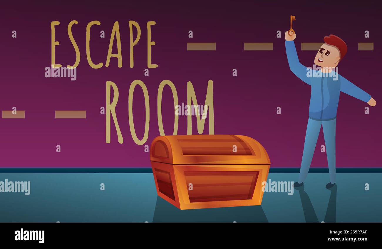 Escape room concept banner. Cartoon illustration of escape room vector ...