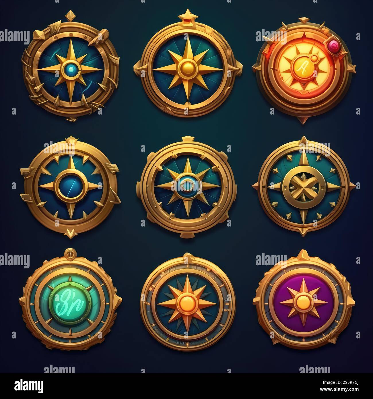 element compass game ai generated. west sign, navigation travel, map ...