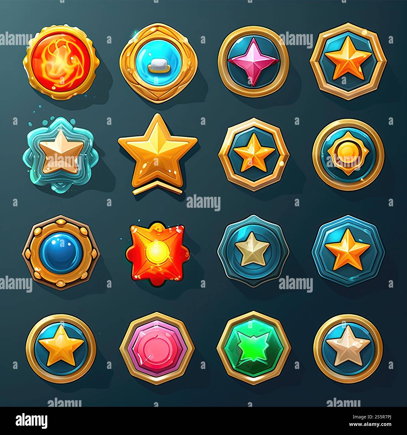 interface star game ai generated. gui golden, bonus rate, award app ...