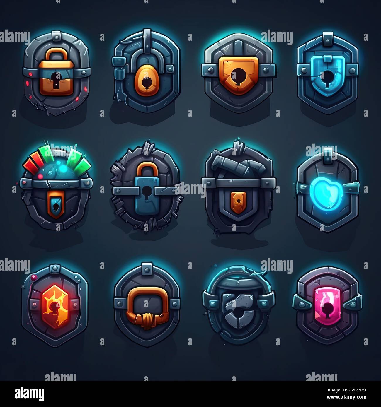 open lock key game ai generated. un flat, pad ui, metal protection open ...