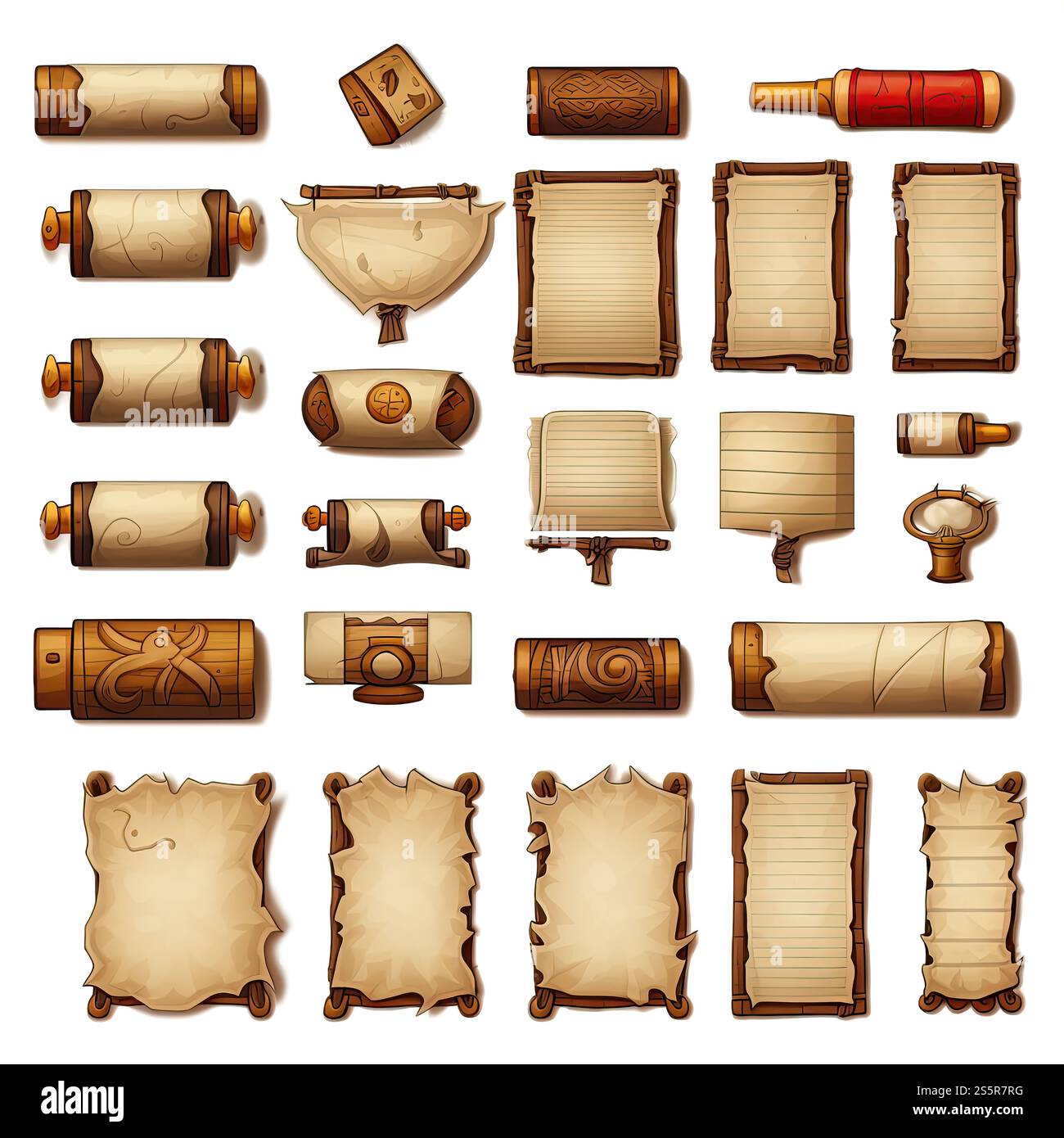 vintage papyrus scroll game ai generated. background treasure, document ...