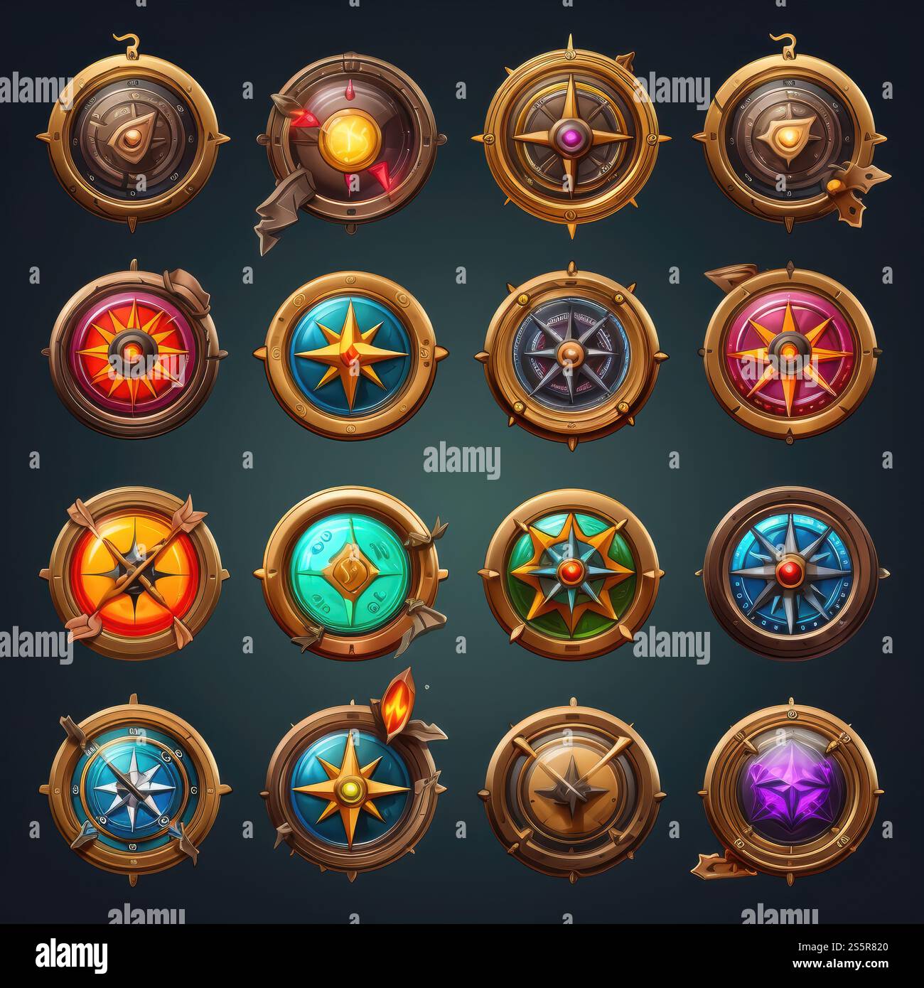 navigation compass game ai generated. travel map, adventure symbol ...