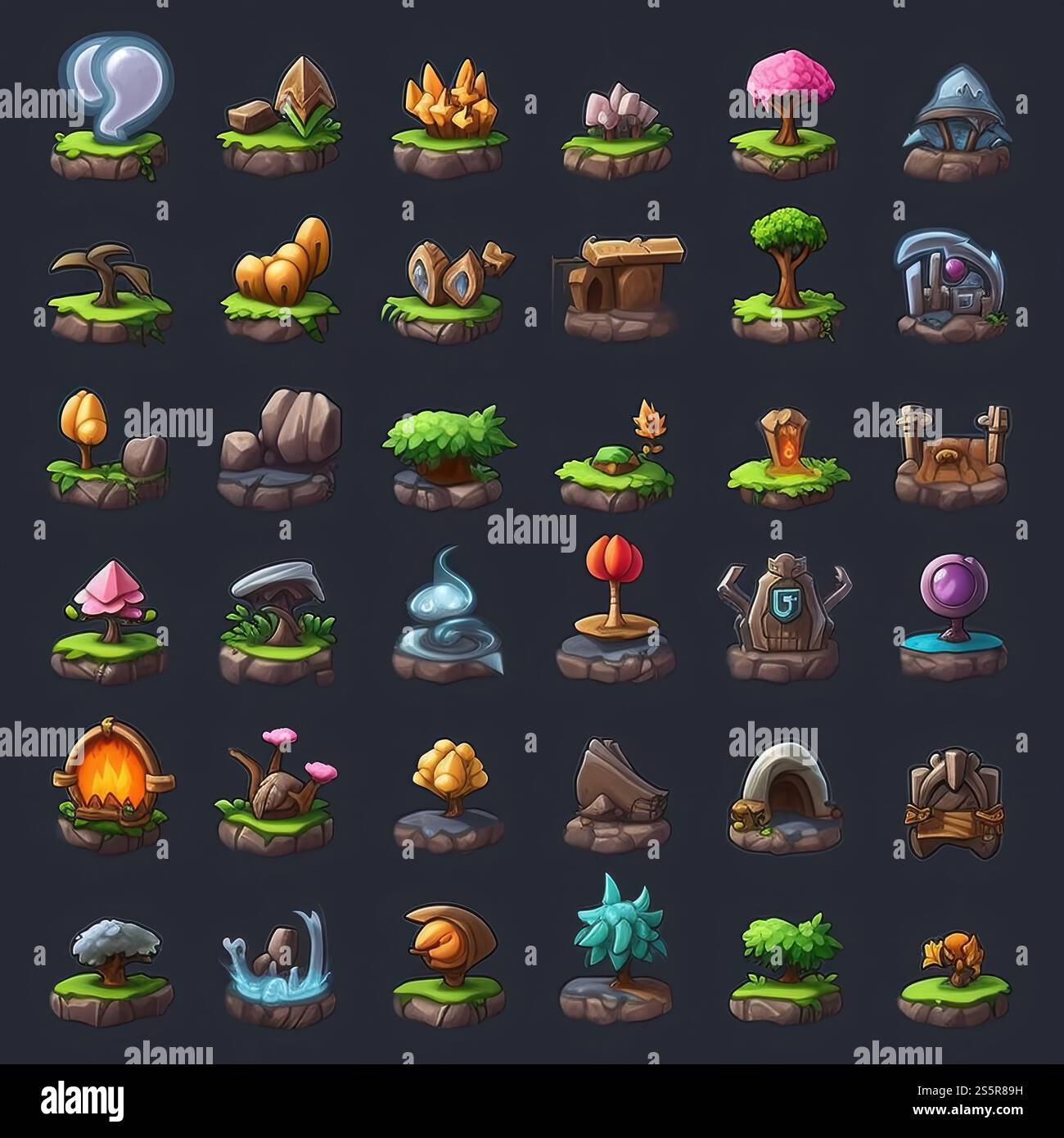 stone land game ai generated. candy sweet, fun plant, object cloud ...