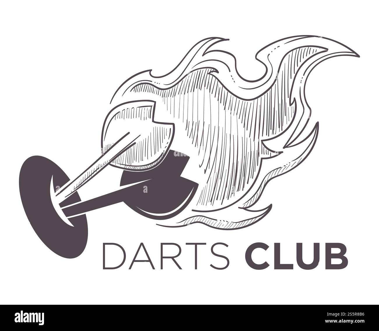 Darts championship, tournament sketch logo vector. Monochrome outline ...