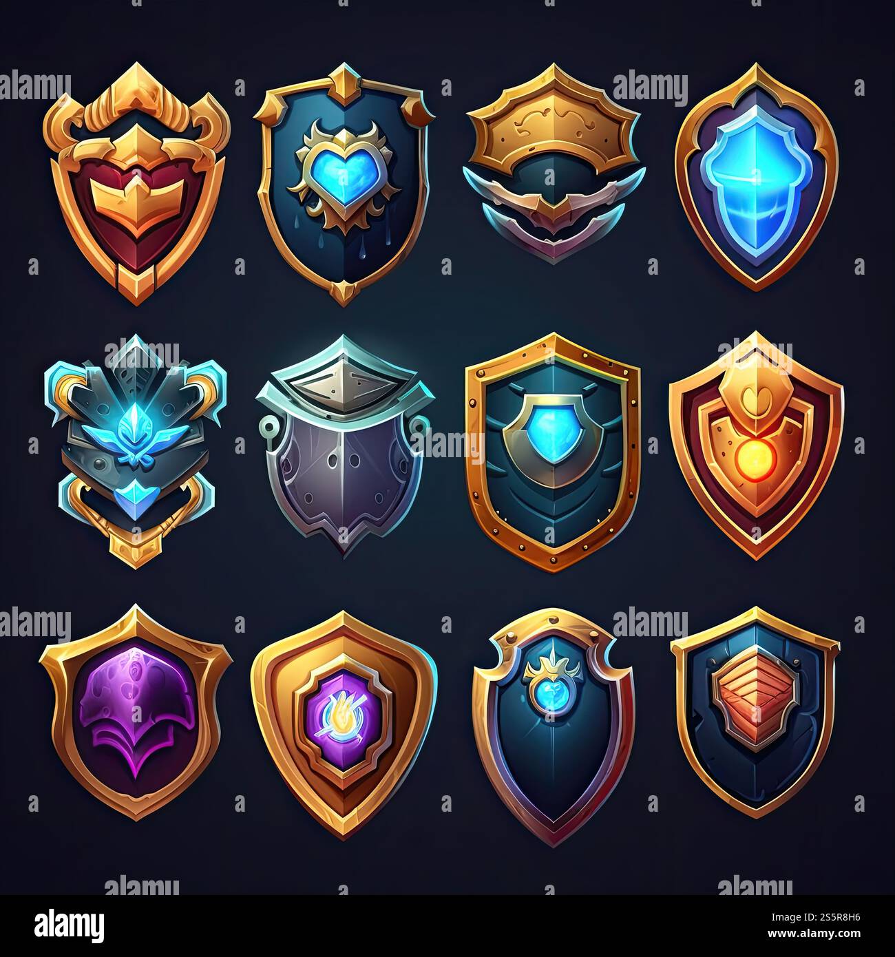 steel shield game ai generated. badge , security icon, guard protection ...