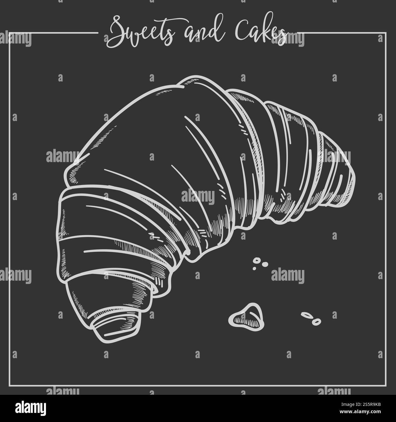 Sweets and cakes croissant made according to French recipe vector ...