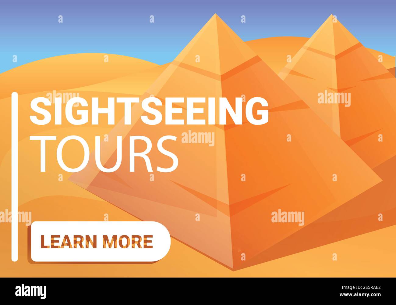 Sightseeing pyramid tours concept banner. Cartoon illustration of ...