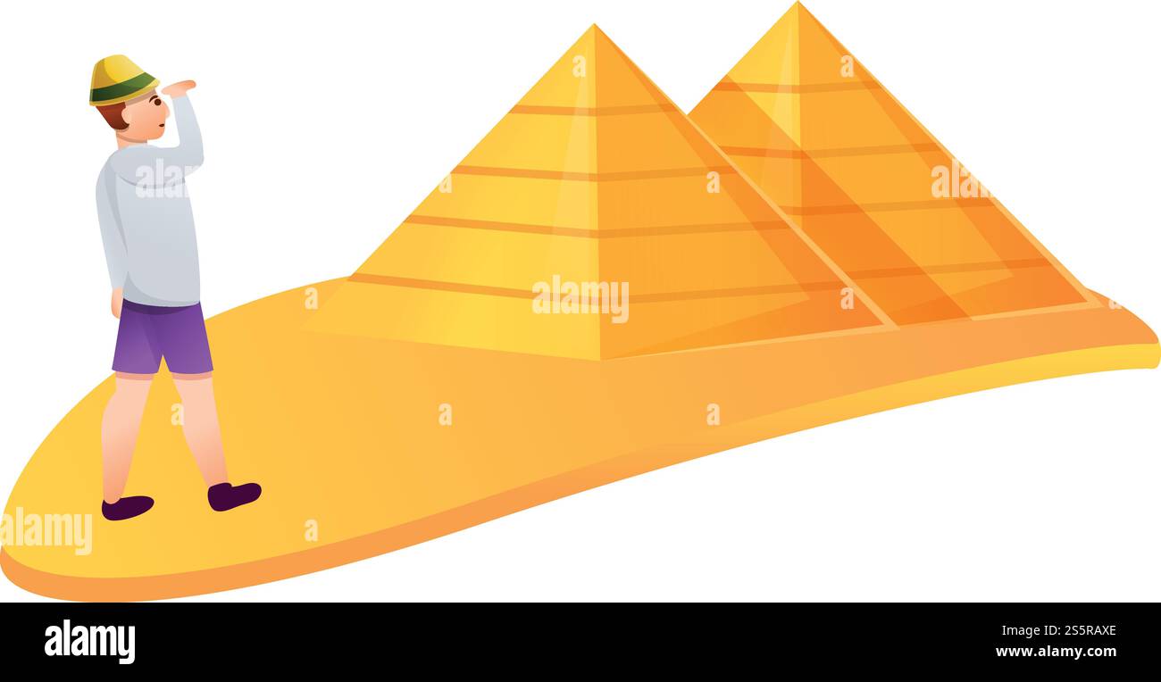 Tourist visit pyramids icon. Cartoon of tourist visit pyramids vector ...